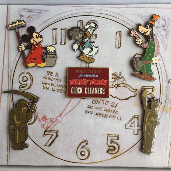 Disney | Accessories | Disney Mickey Mouse Clock Cleaners Pin Set ...